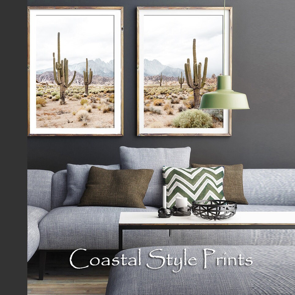Desert Cactus Prints Wall Art, Set of 2 Prints, Desert Print, Cactus ...