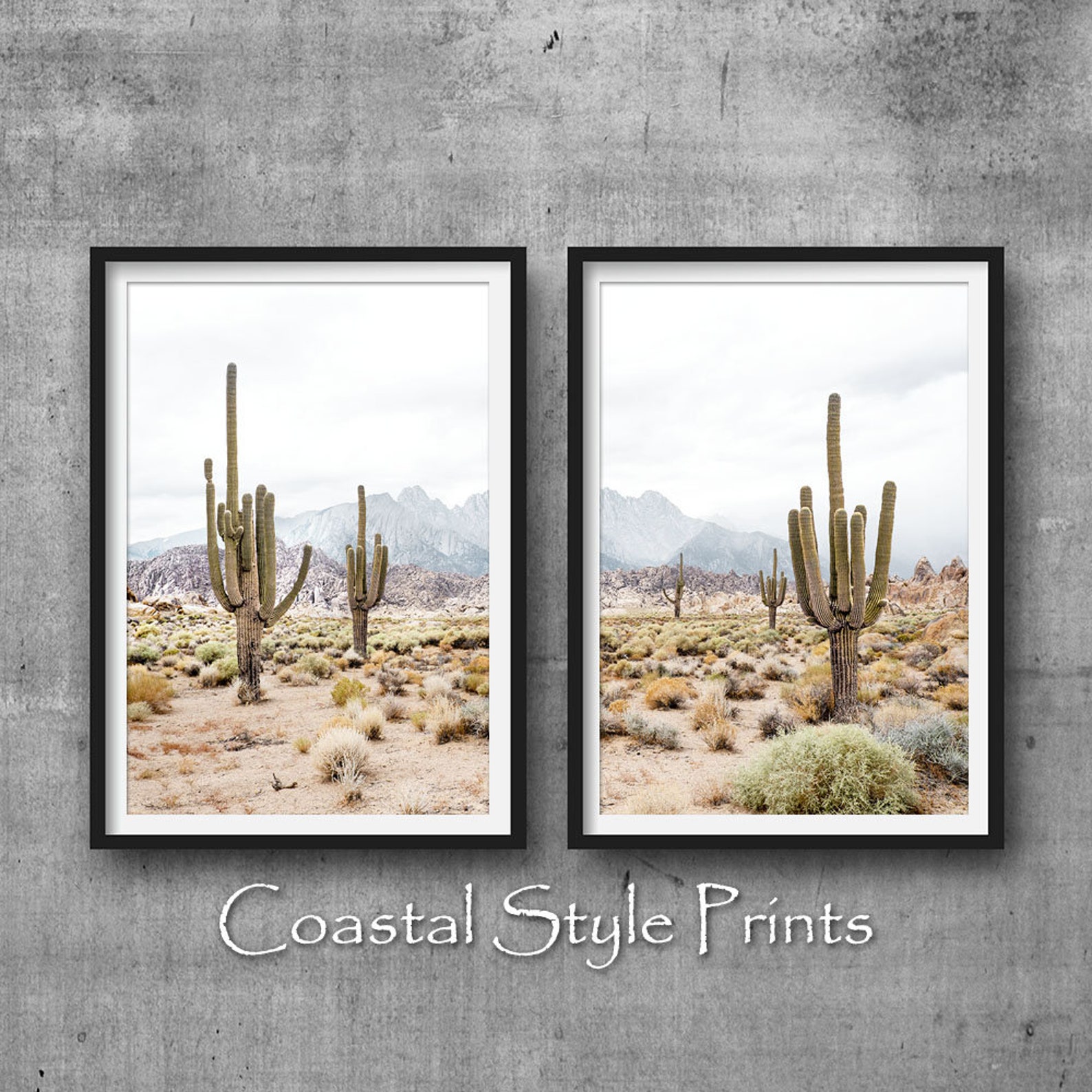 Desert Cactus Prints Wall Art, Set of 2 Prints, Desert Print, Cactus ...