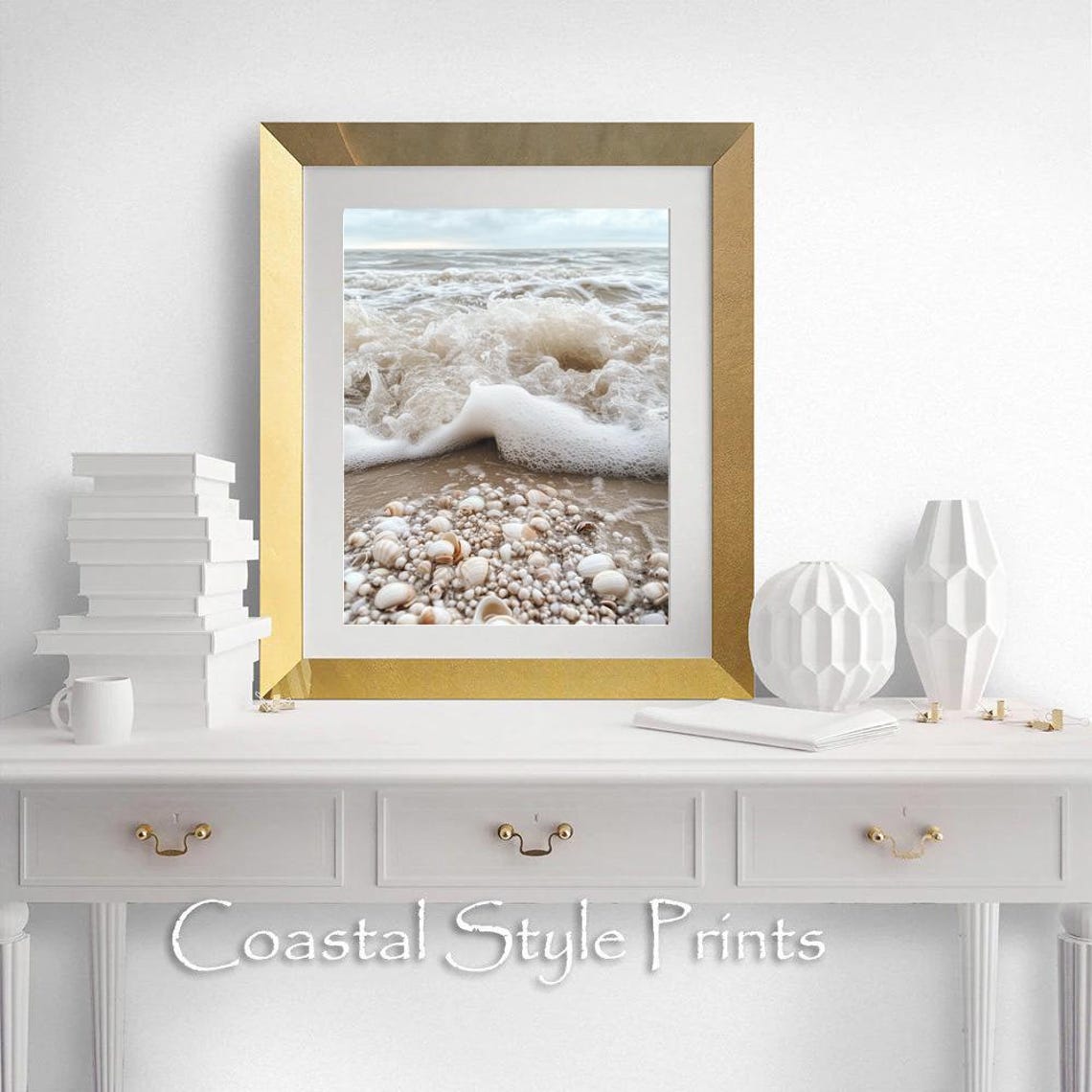 Printable Beach Wall Art, Ocean Waves Print, Sandy Beach Decor, Coastal ...