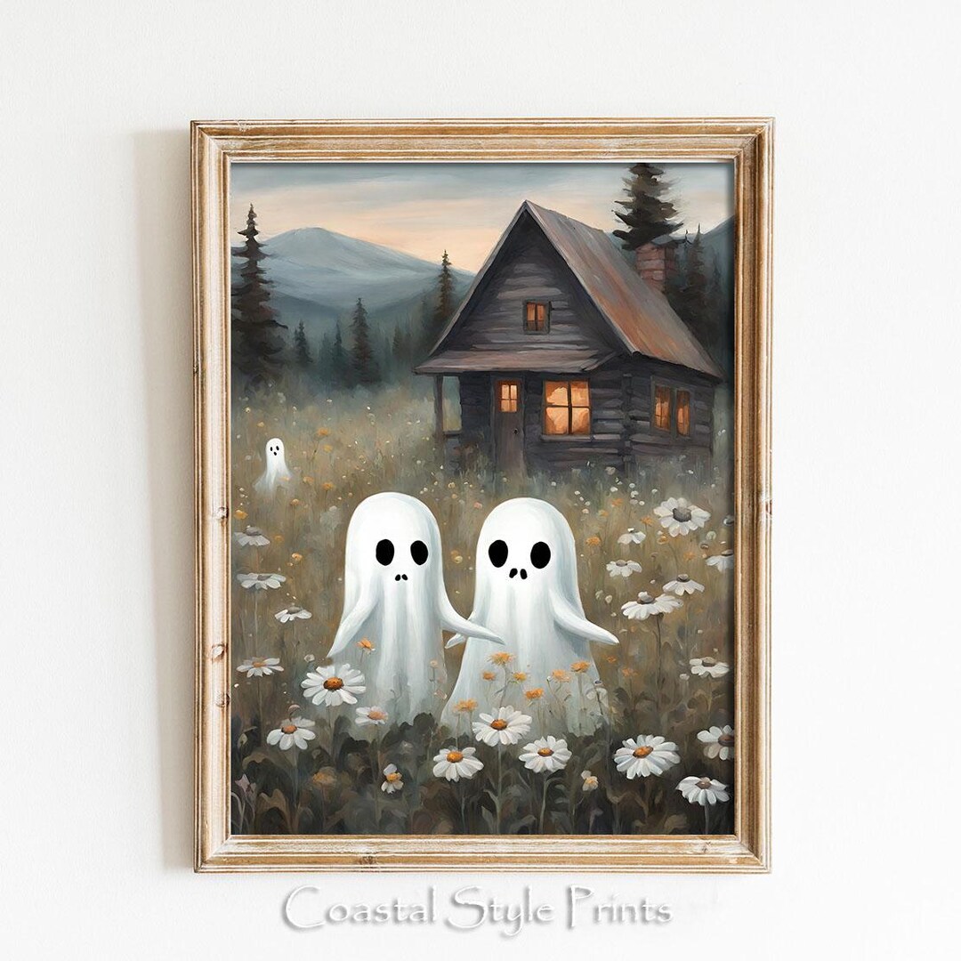 Halloween Cute Ghosts Digital Print, Printable Halloween Wall Art ...