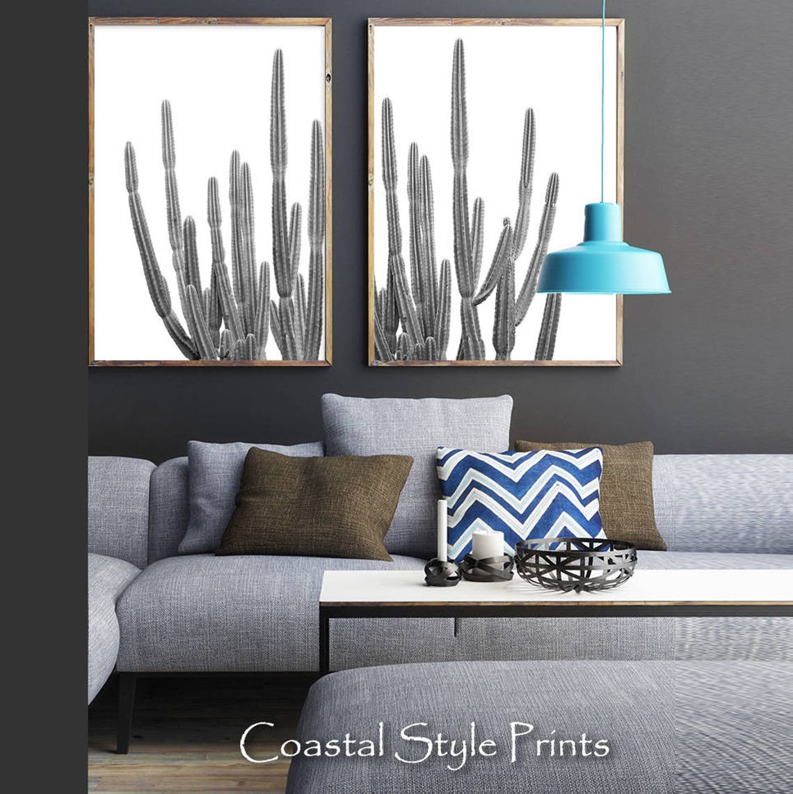 Set of 2 Cactus Prints, Black and White Photography, Cactus Wall Art ...