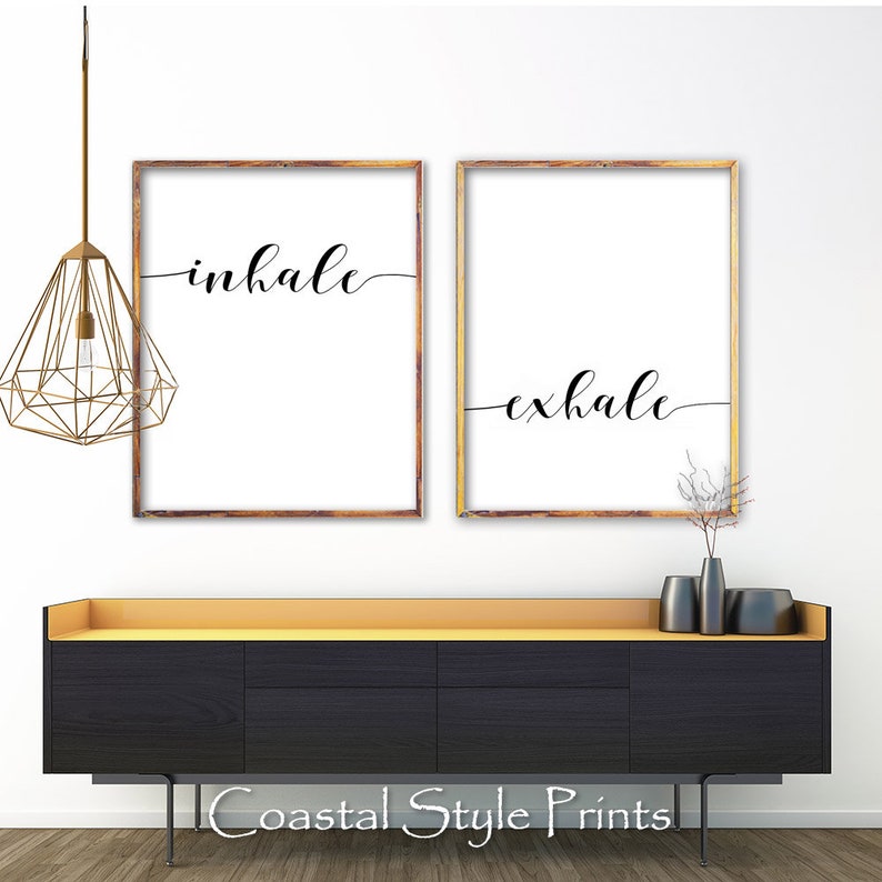 Inhale Exhale Print, Set of 2,inhale Exhale Poster,black and White ...
