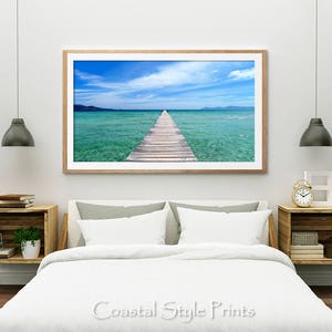 Beach Jetty Printable Digital Download, Tropical Art Print, Blue ...