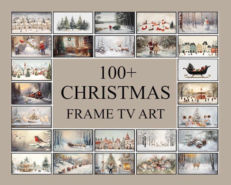 Vintage Christmas Frame TV Art Set of 100+ Lifetime Access, Samsung ...