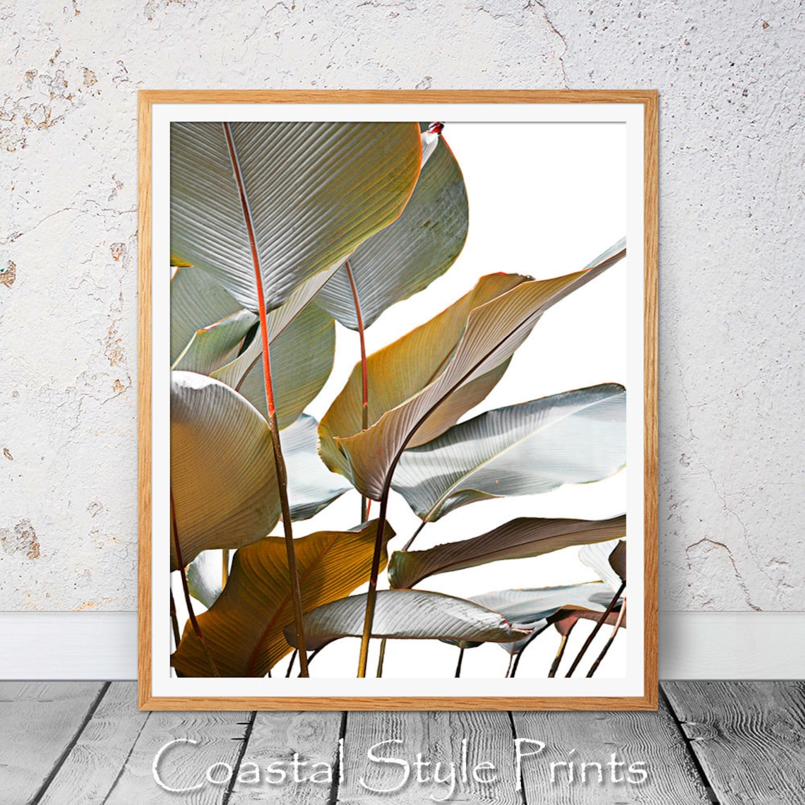 Tropical Print Set, Banana Leaves Print, Wall Decor Set of 2 Wall Art ...