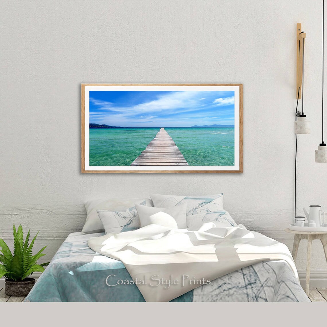 Beach Jetty Printable Digital Download, Tropical Art Print, Blue ...