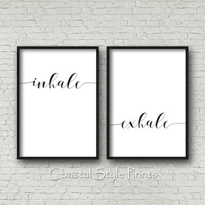 Inhale Exhale Print, Set of 2,inhale Exhale Poster,black and White ...