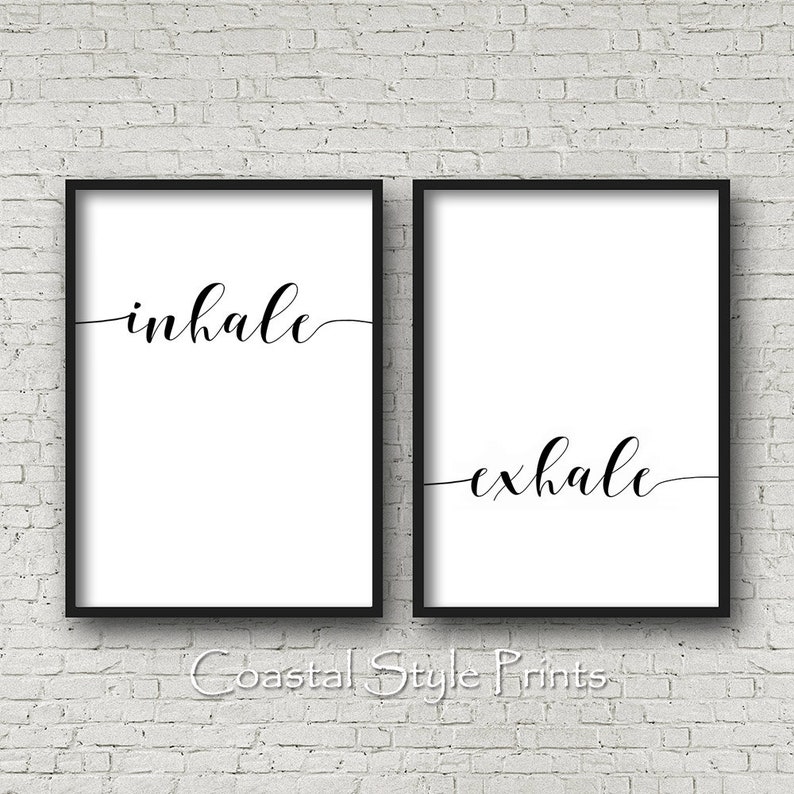 Inhale Exhale Print, Set of 2,inhale Exhale Poster,black and White ...