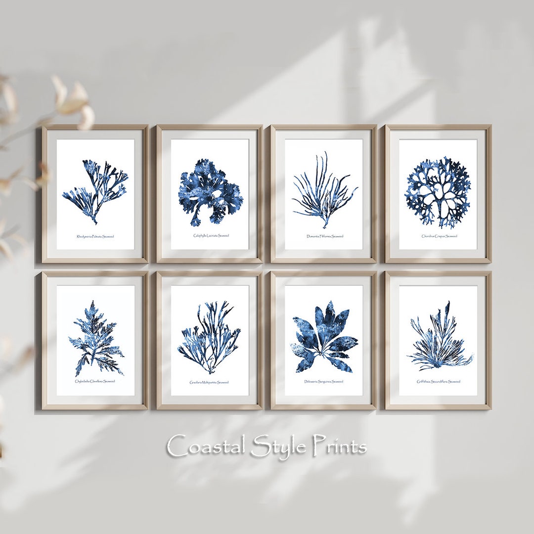 8 Blue Nautical Print Set Coastal Print Set, Printable Wall Art ...