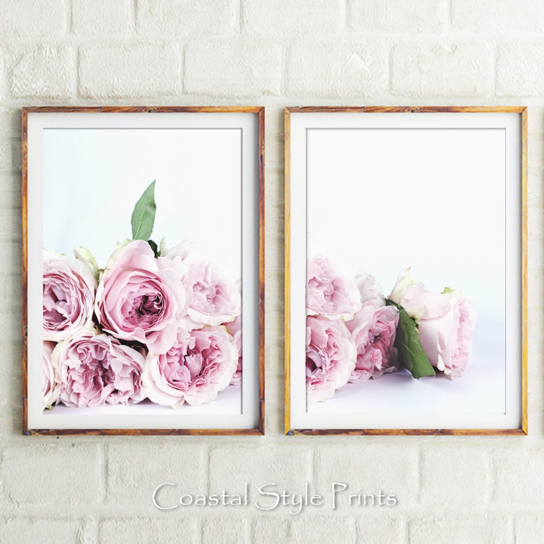 Set of 2 Floral Prints, Pink Peonies Print, Peony Wall Art, Floral ...