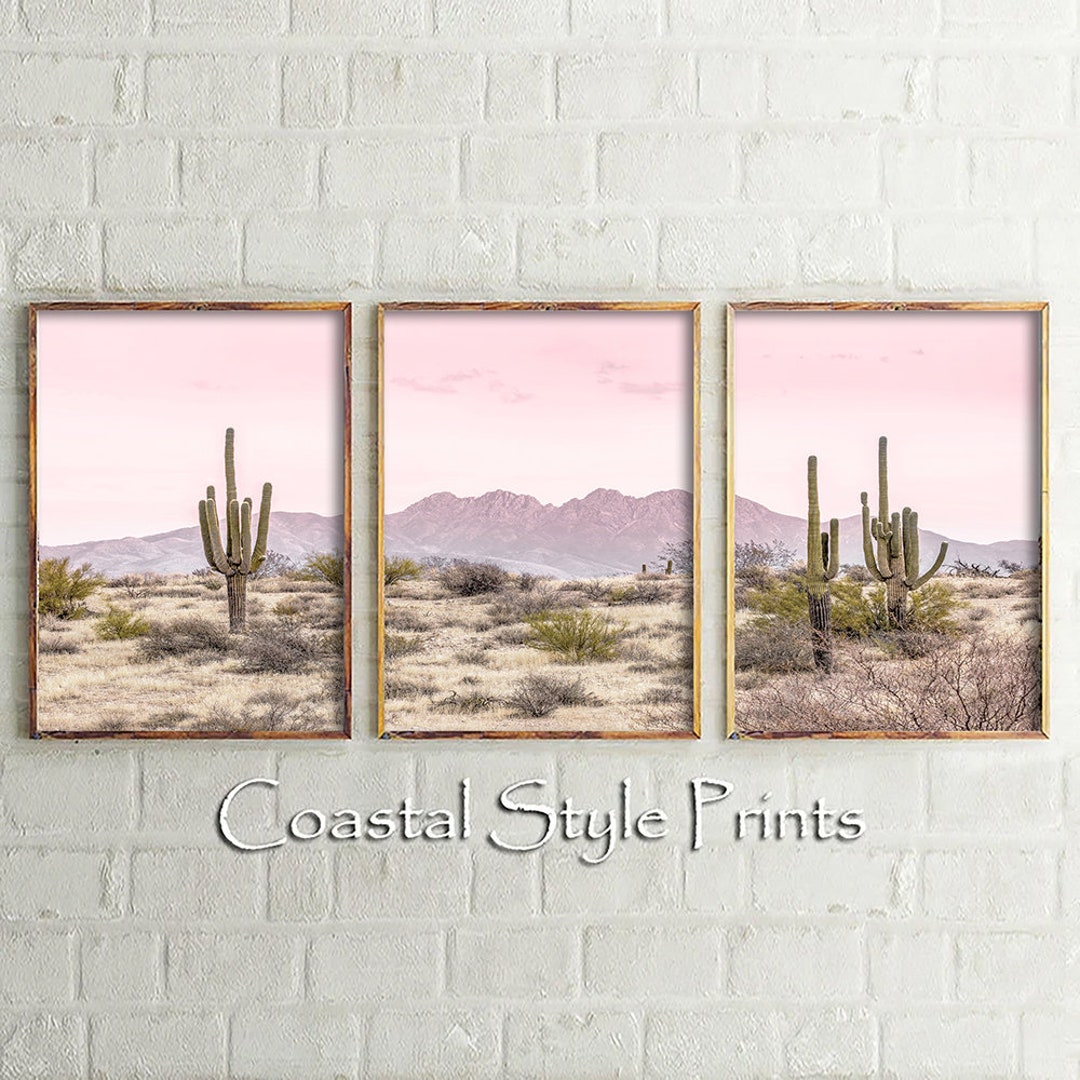 Pink Southwestern Wall Art , Set of 3 Printable Art, Desert Wall Art ...