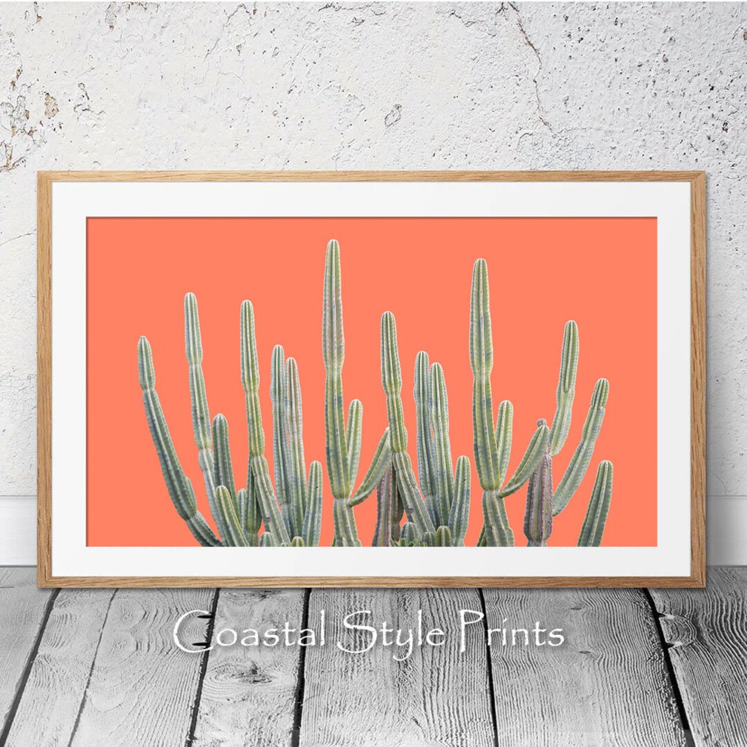 Orange Desert Cactus Print, Colourful Desert Wall Art, Boho Decor ...