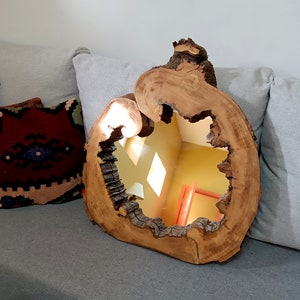 Very Rare Stem Slice Mirror Unique Live Edge Wood Mirror Natural Elm ...