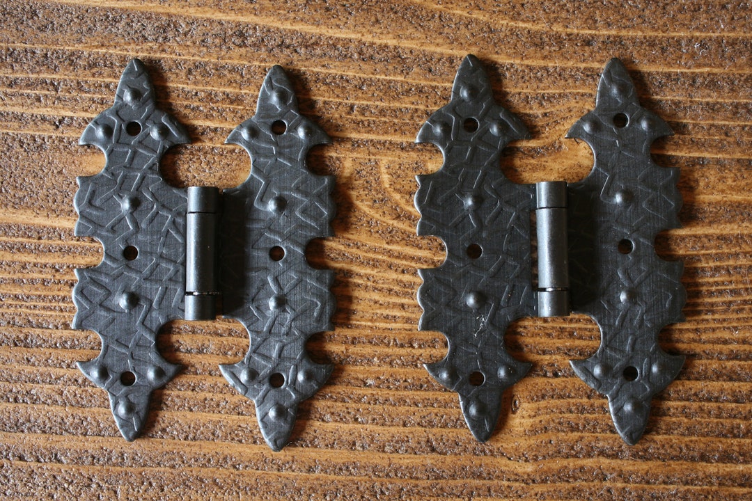 NEW 4 Pcs 2.8 Inc Х 1 Inc 69mm X 23mm Metal Ornate Hinges Black Color ...