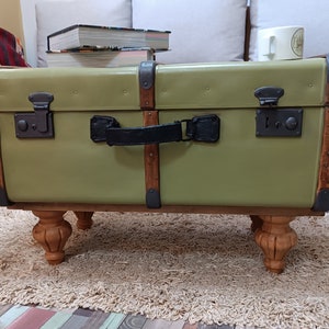 Travel Trunk Coffee Table,end Table With Wooden Legs,suitcase Furniture ...