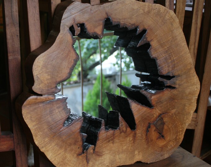 Tree Slice Log Mirror Live Edge Wood Rustic Ash Wood From a - Etsy