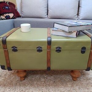 Travel Trunk Coffee Table,end Table With Wooden Legs,suitcase Furniture ...