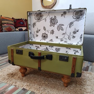 Travel Trunk Coffee Table,end Table With Wooden Legs,suitcase Furniture ...