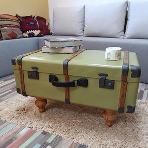 Travel Trunk Coffee Table,end Table With Wooden Legs,suitcase Furniture ...