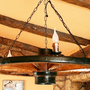 Wagon Wheel Chandelier Traditional Rustic Authentic Wooden Five Light ...