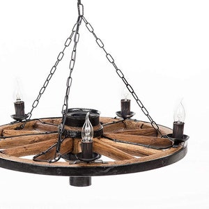 Wagon Wheel Chandelier Traditional Rustic Authentic Wooden Five Light ...