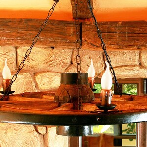 Wagon Wheel Chandelier Traditional Rustic Authentic Wooden Five Light ...