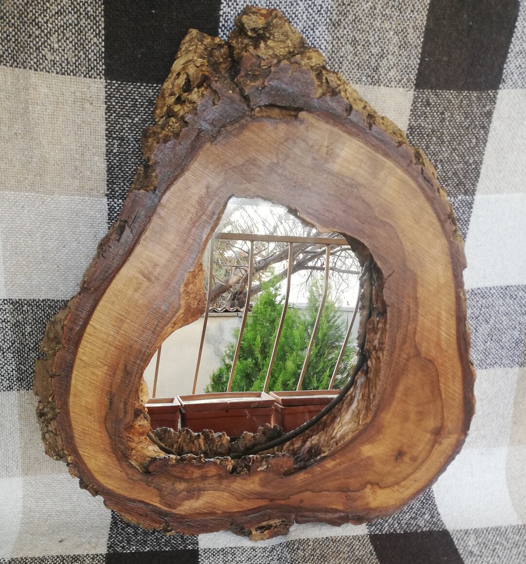 Tree Slice Wall Mirror Live Edge Wood Rustic Walnut Wood From a Tree ...