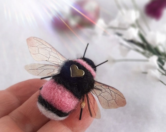 Needle Felted Bumble Bee, Valentine, Wedding Bouquet, Photo Props ...