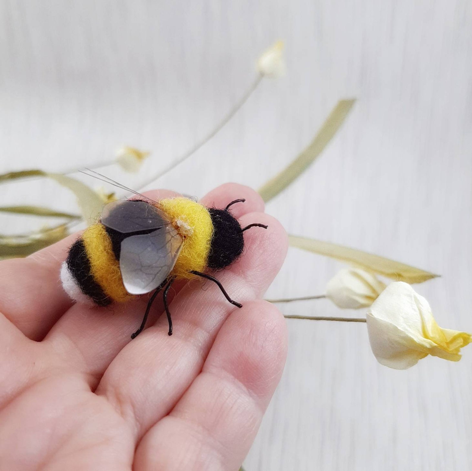 Needle felted bee bumble bee gift for gardener photo | Etsy