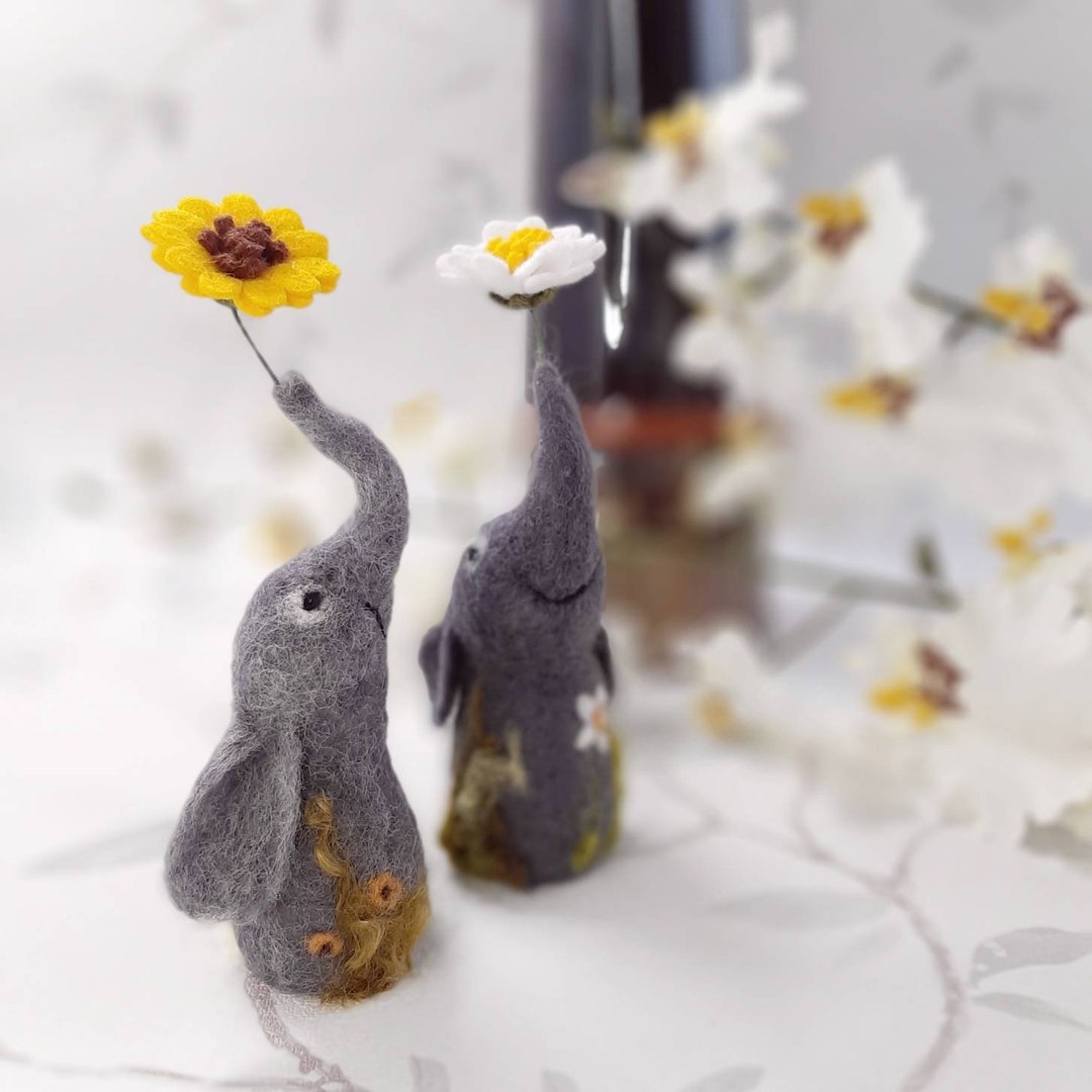 Elephant, Needle Felt Elephant, Needle Felted Elephant, Mother's Day ...