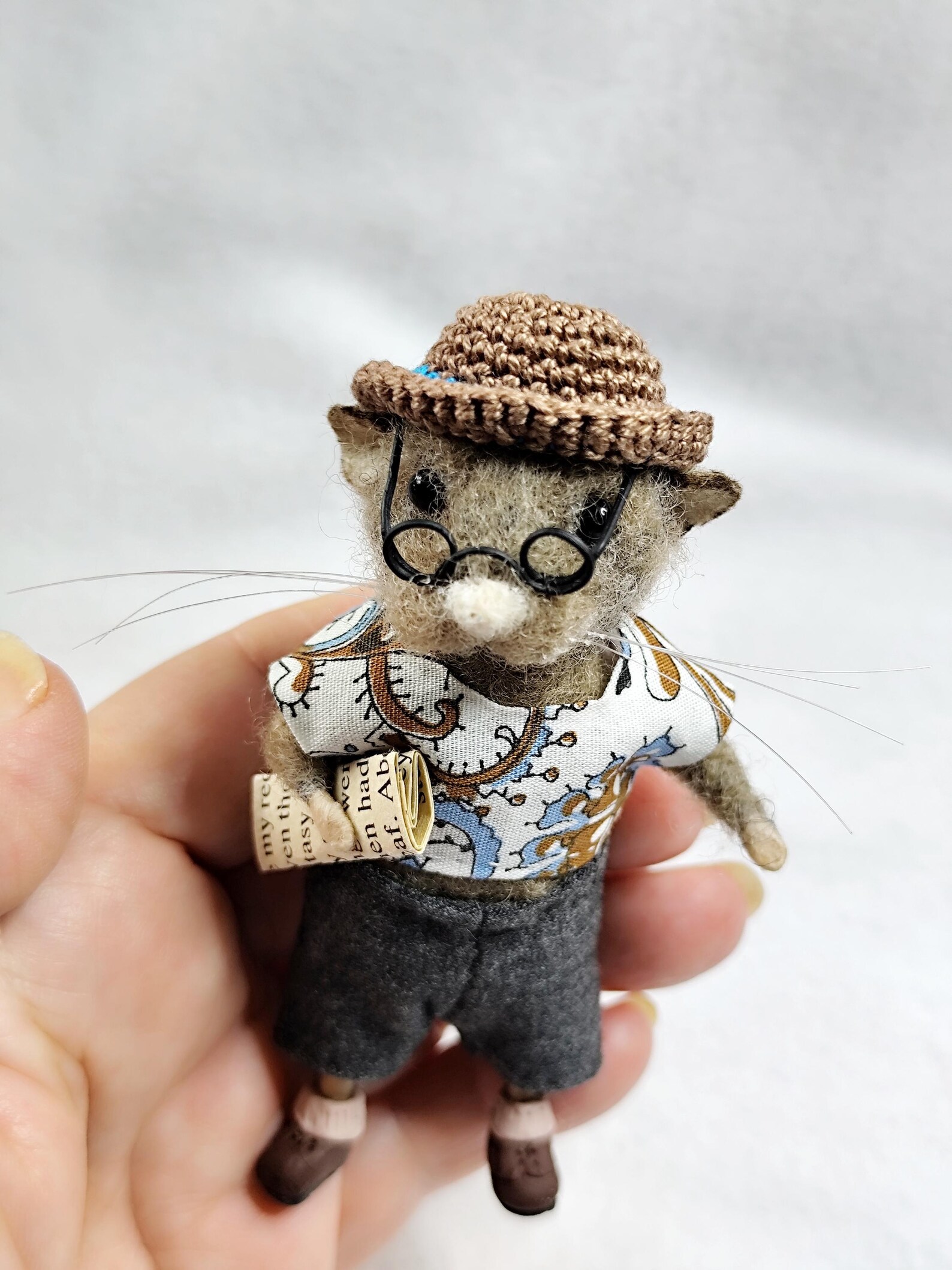 Needlefelted Mouse: OOAK Dapper Gentleman With Crochet Hat - Etsy
