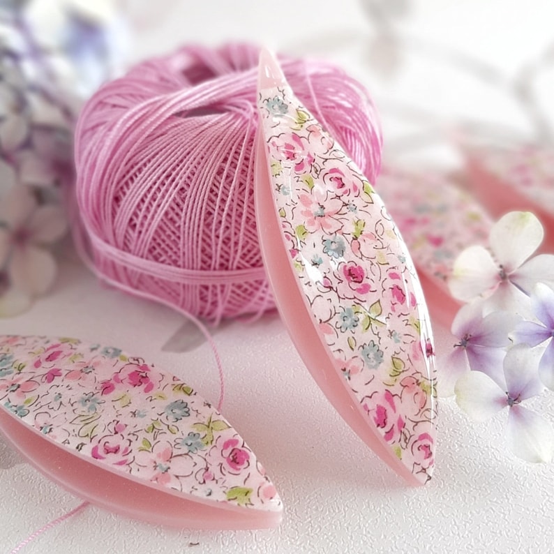 Decoupage Tatting Shuttle: Floral Clover Style, Lace Making Craft (77mm ...