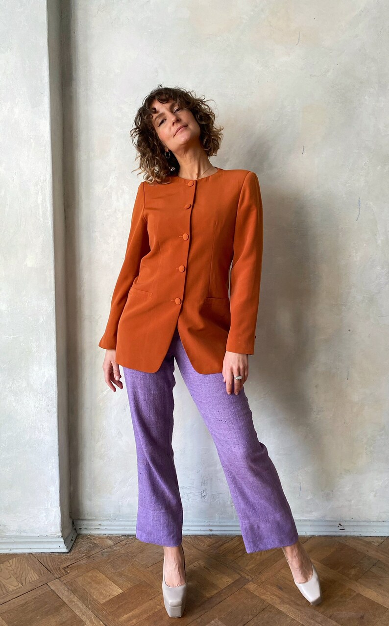 Orange 80s Vintage Blazer | Long Jacket | Trendy Blazer | Mod Blazer ...
