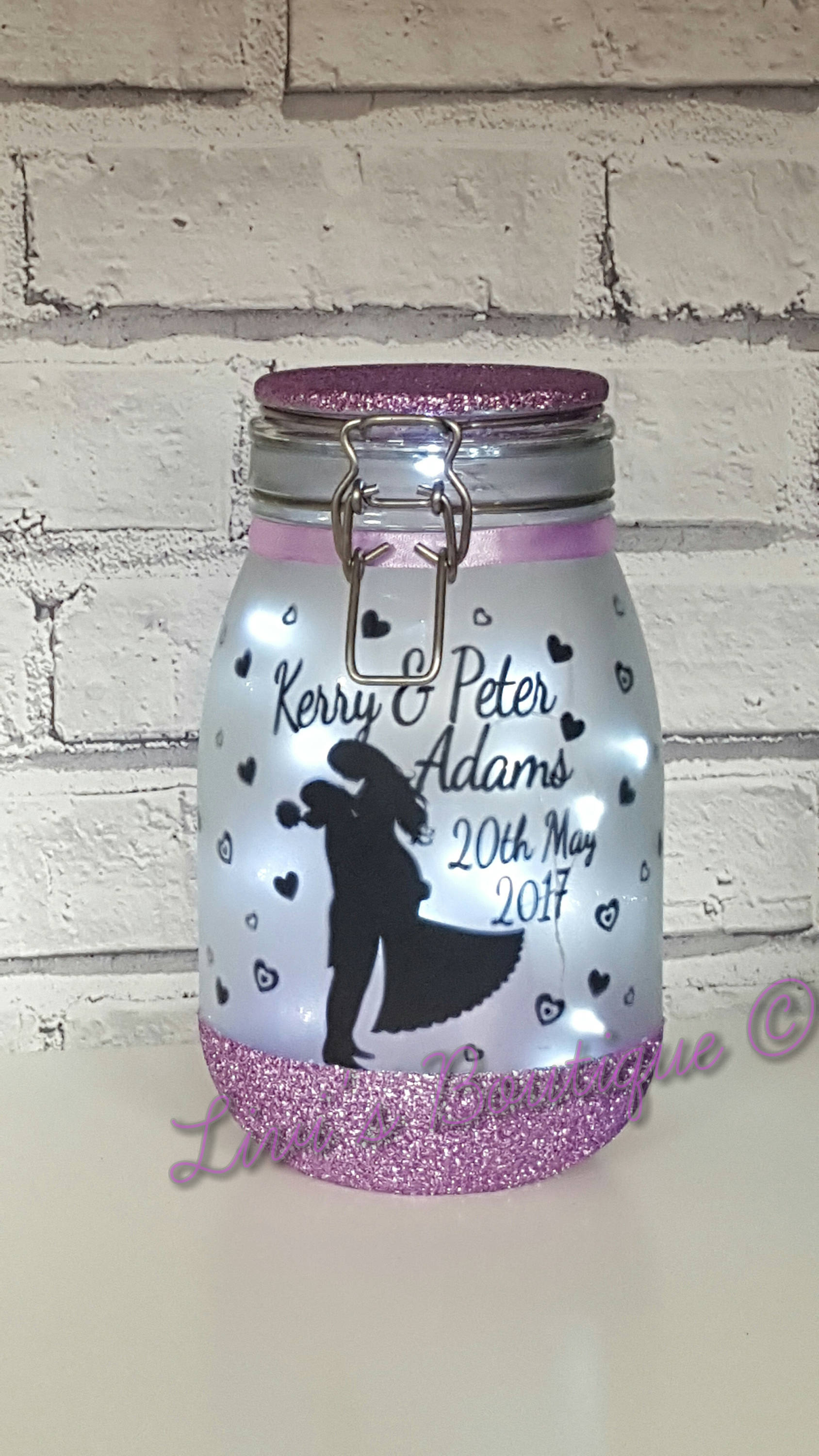 Personalised Wedding Lantern Large Fairy Light Up Jar Sand | Etsy