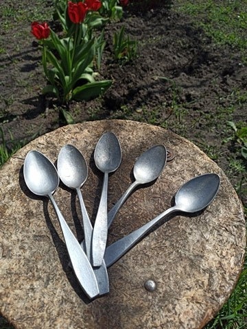 Vintage Aluminum Spoons Set of 5 Spoons Soviet Vintage 70's Tea ...