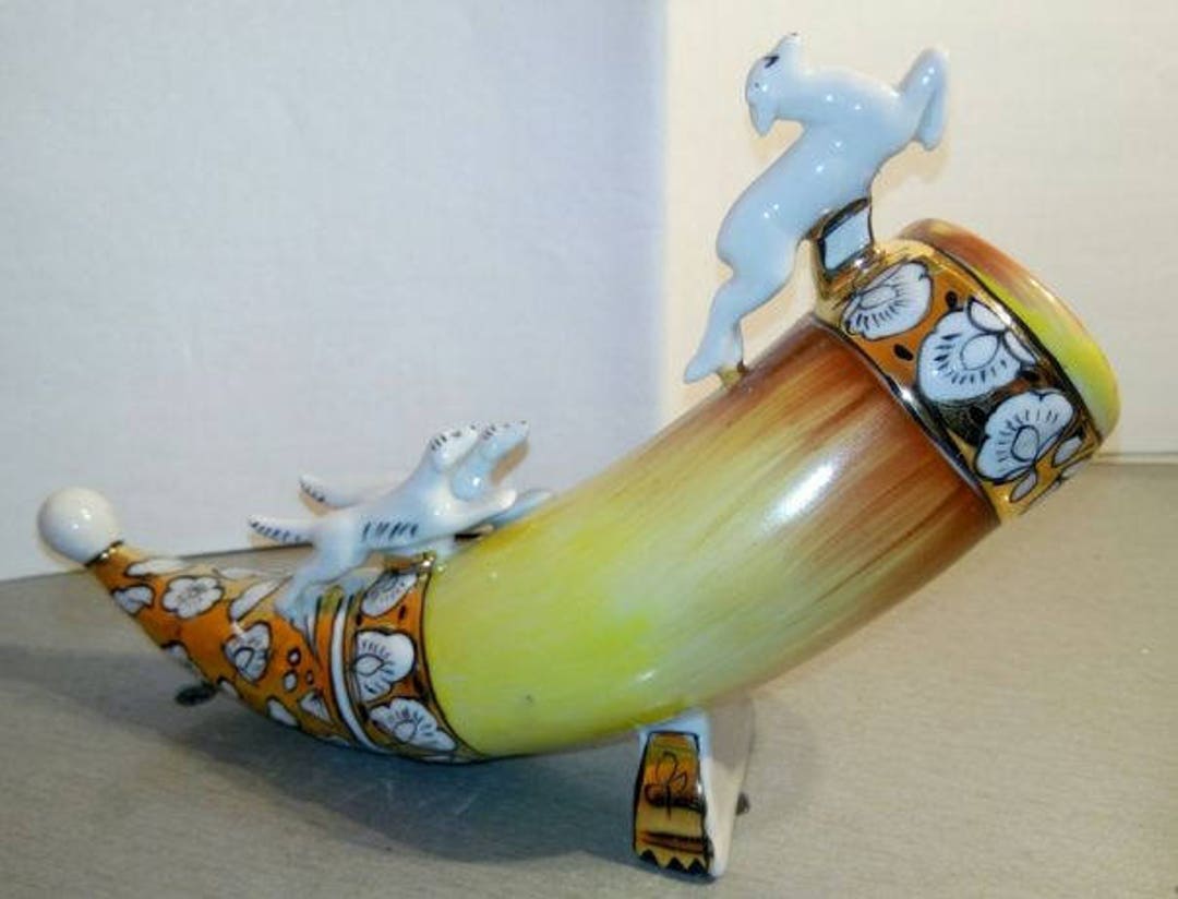 Porcelain Horn, Vintage Drinking Horn, Horn Decor, Home Decor, Vintage ...