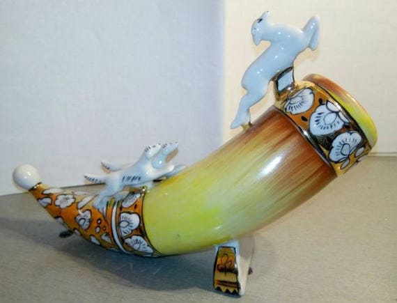Porcelain Horn Vintage Drinking Horn Horn Decor Home Decor | Etsy