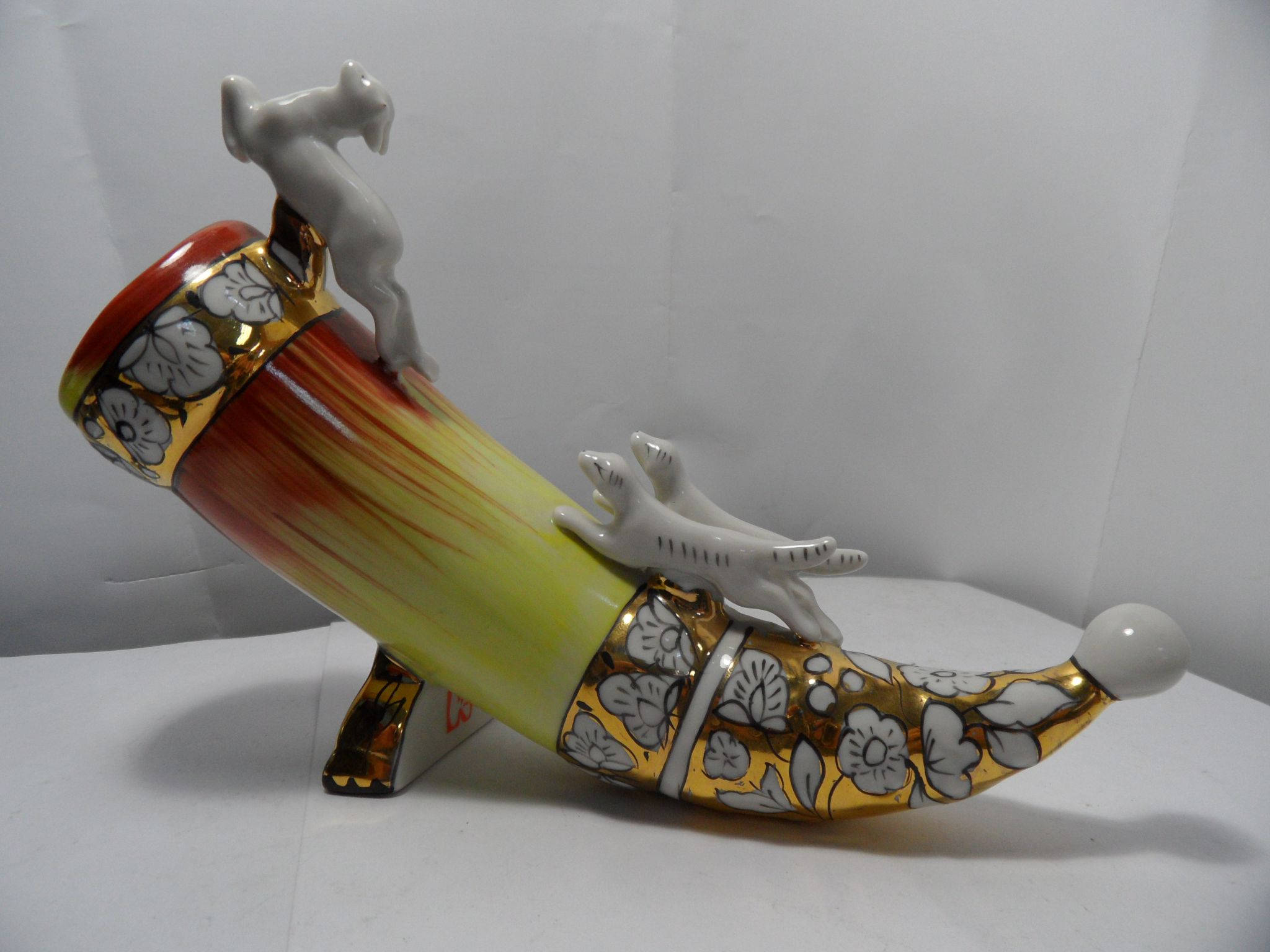 Porcelain Horn, Vintage Drinking Horn, Horn Decor, Home Decor, Vintage ...