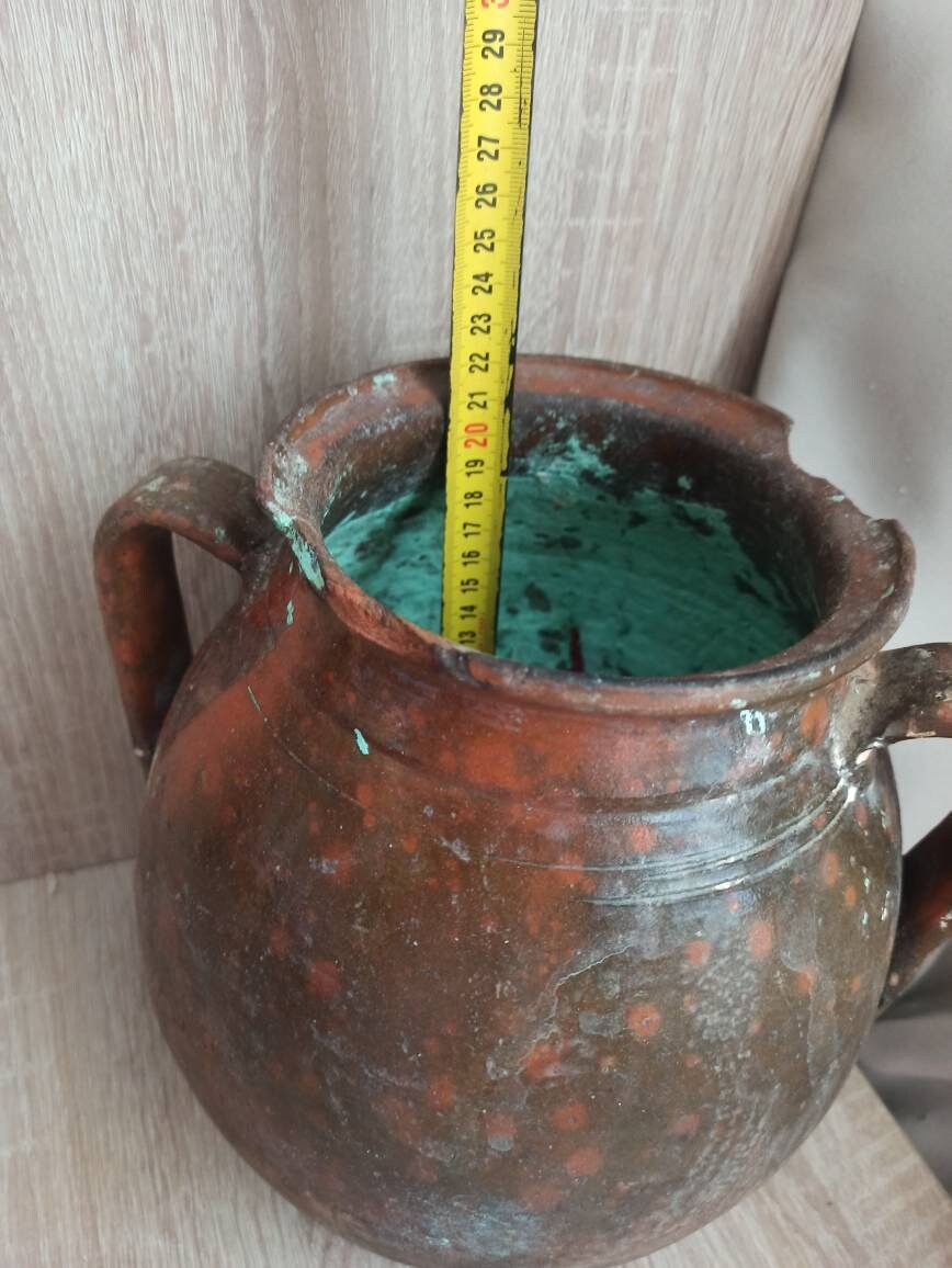 Large Vintage clay vessel Antique clay pot Rustic ceramic | Etsy