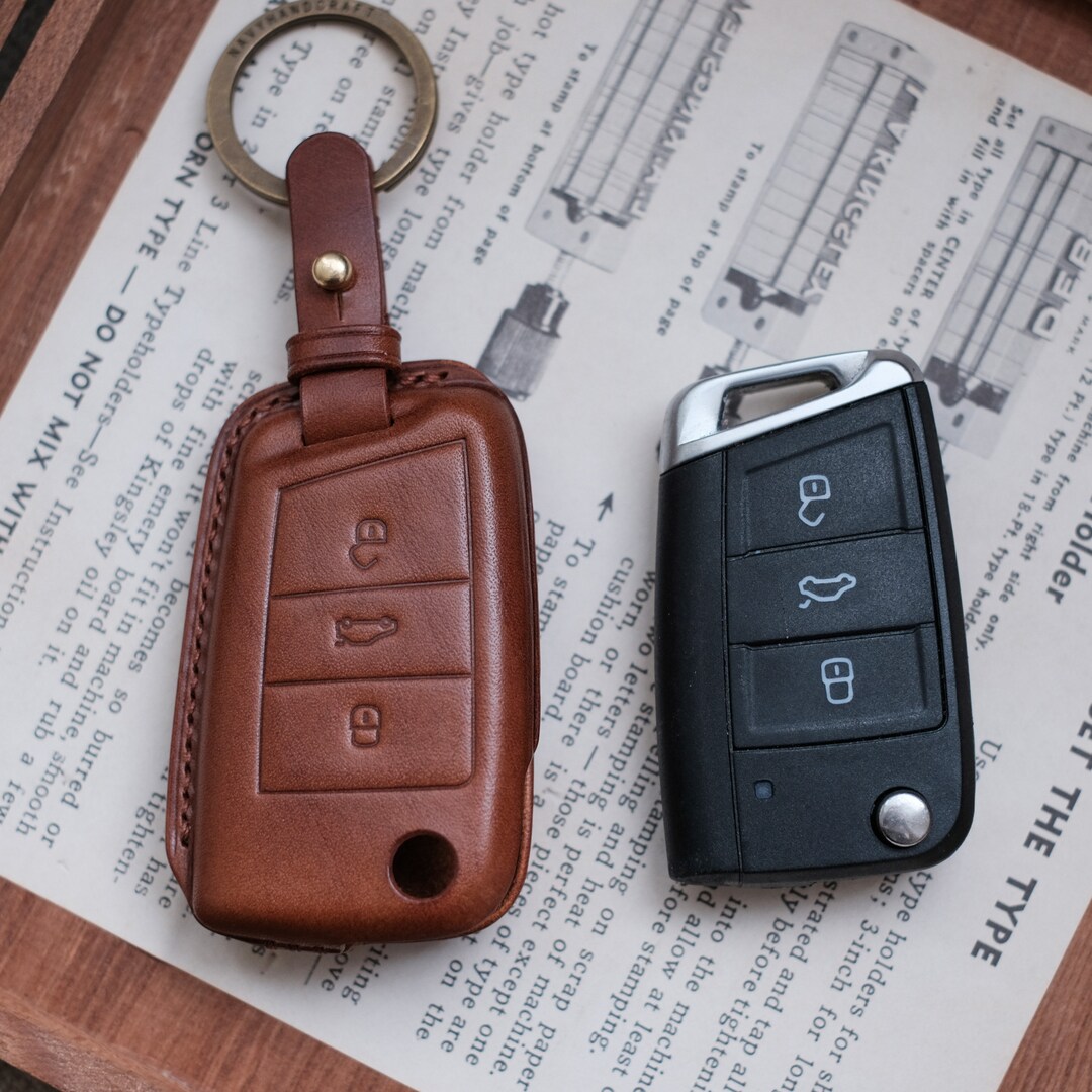 Handmade Leather Volkswagen VW Skoda GOLF Passat Car Key Case.leather ...