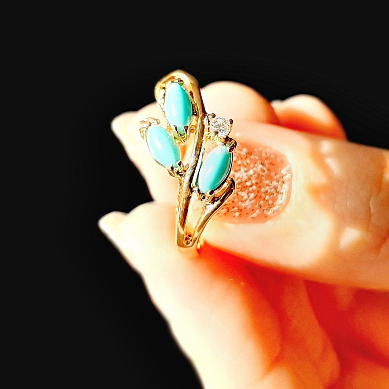 Turquoise Ring Women Turquoise Stone Ring Turquoise Gold | Etsy