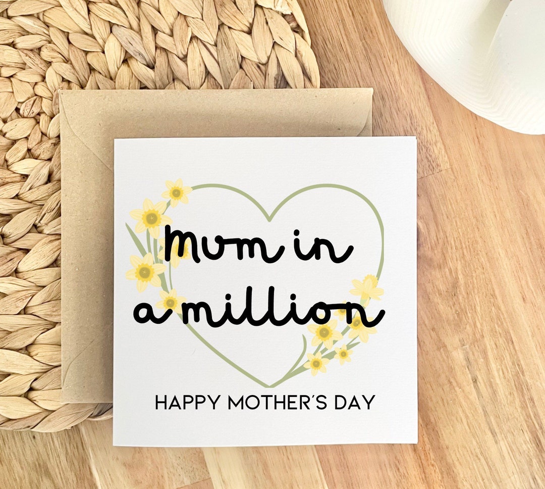 Happy Mothers Day Card, Mum in a Million, Mum Day Card From Daughter ...