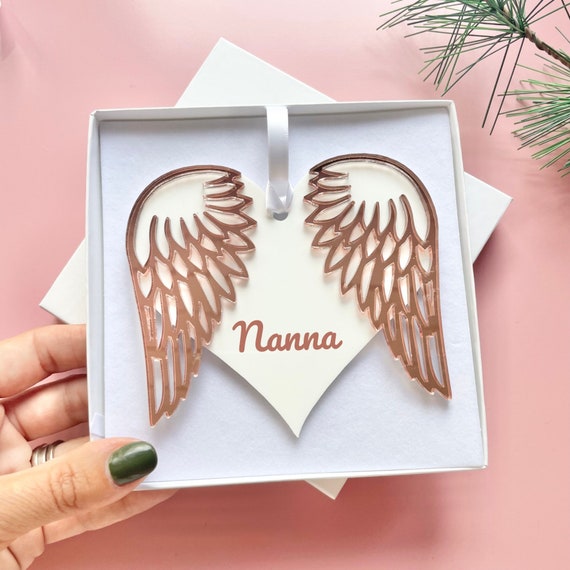 Personalised Rose Gold Angel Wings for Christmas Tree - Etsy