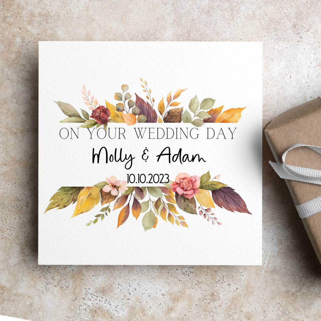 On Your Wedding Day Card, Autumn / Fall Wedding Card Personalised ...