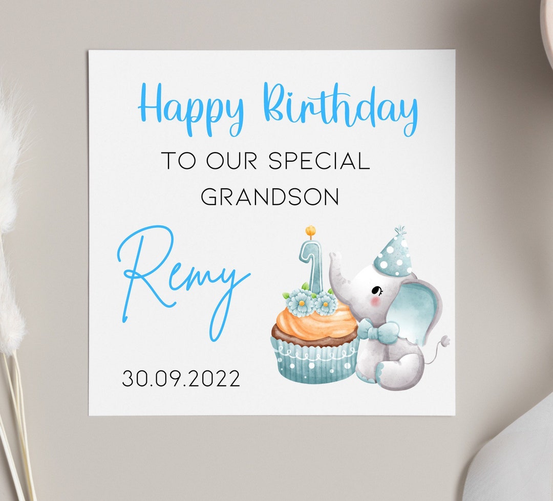 First Birthday Card for Grandson Personalised 1st Birthday - Etsy
