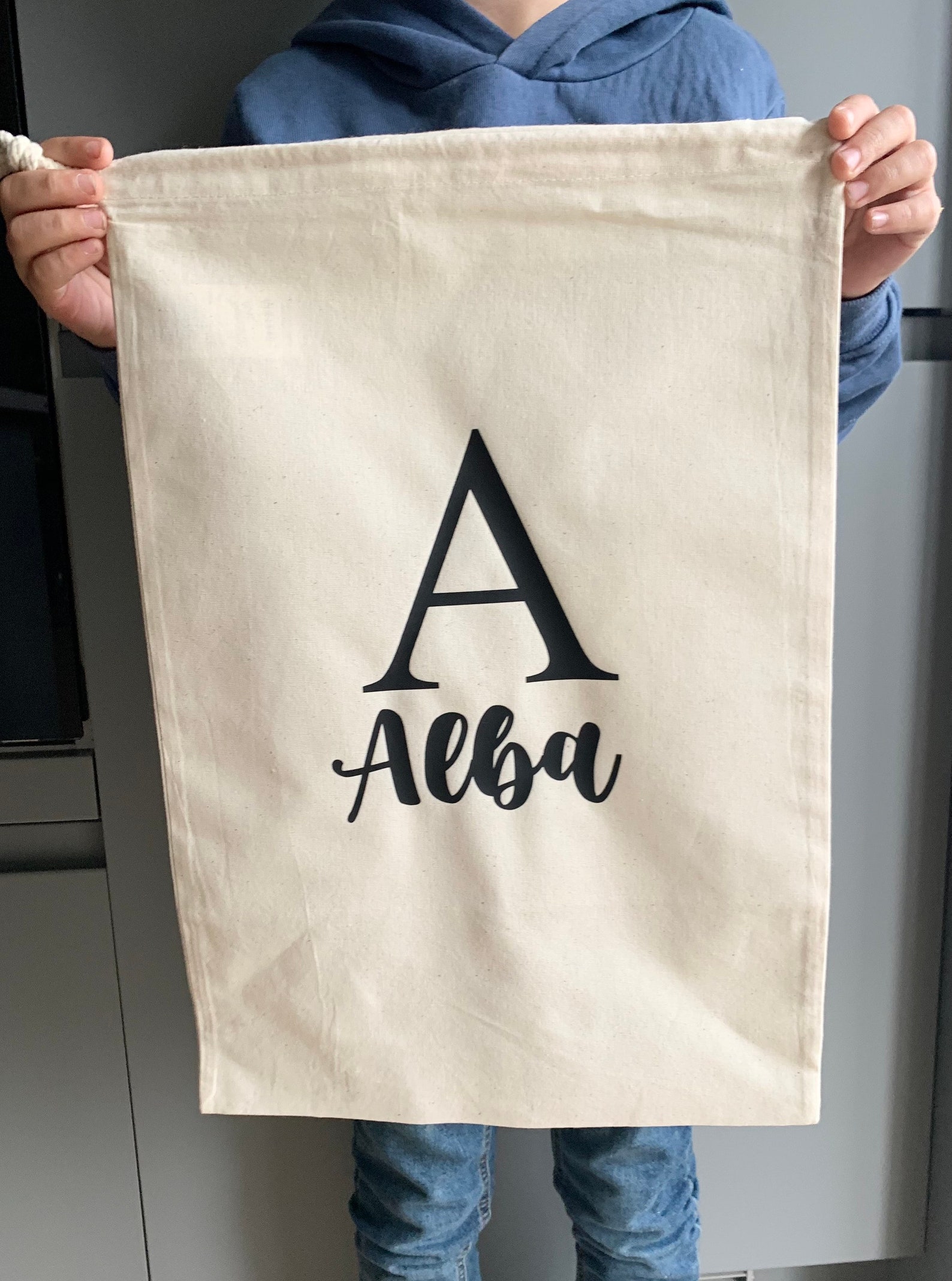 Personalised Name Initial Drawstring Bag School Pe Bag, Christmas ...