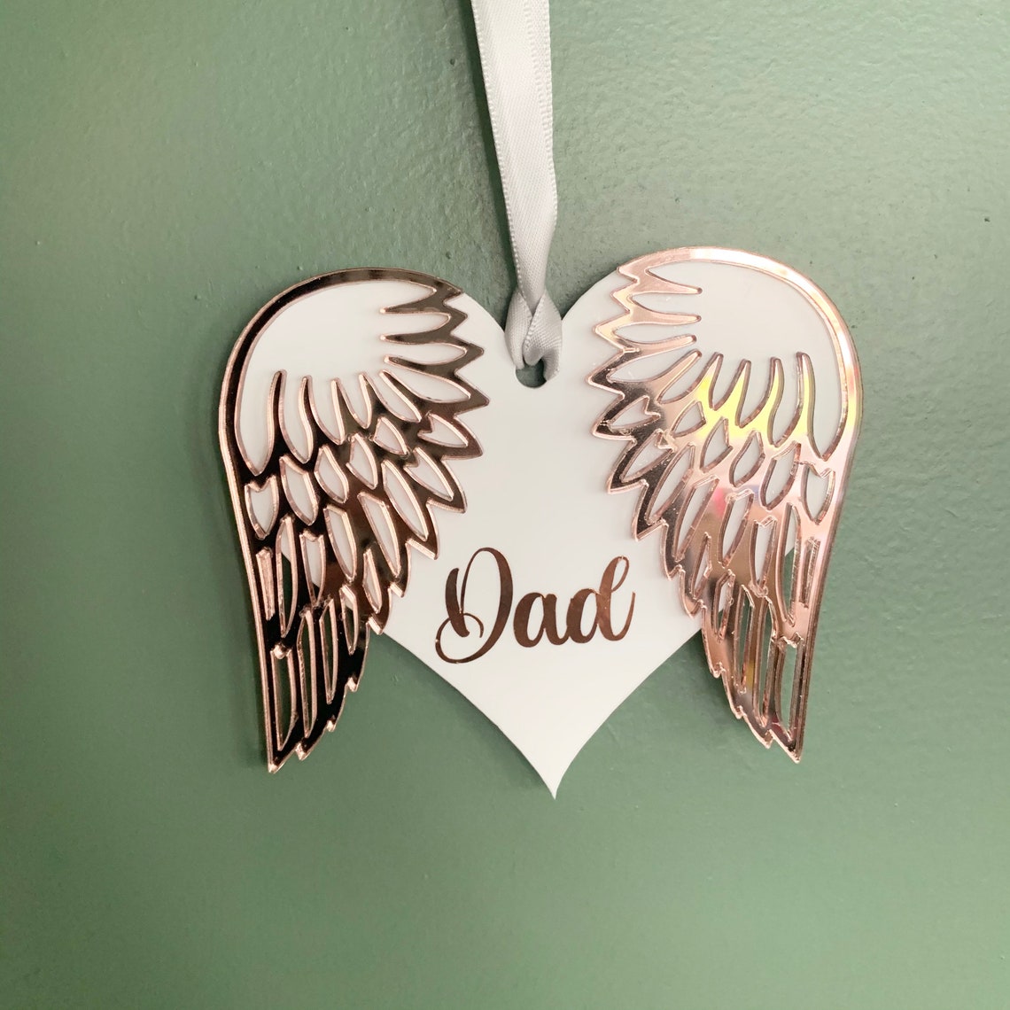 Rose Gold Angel Wing Decoration Personalised With Name Baby | Etsy