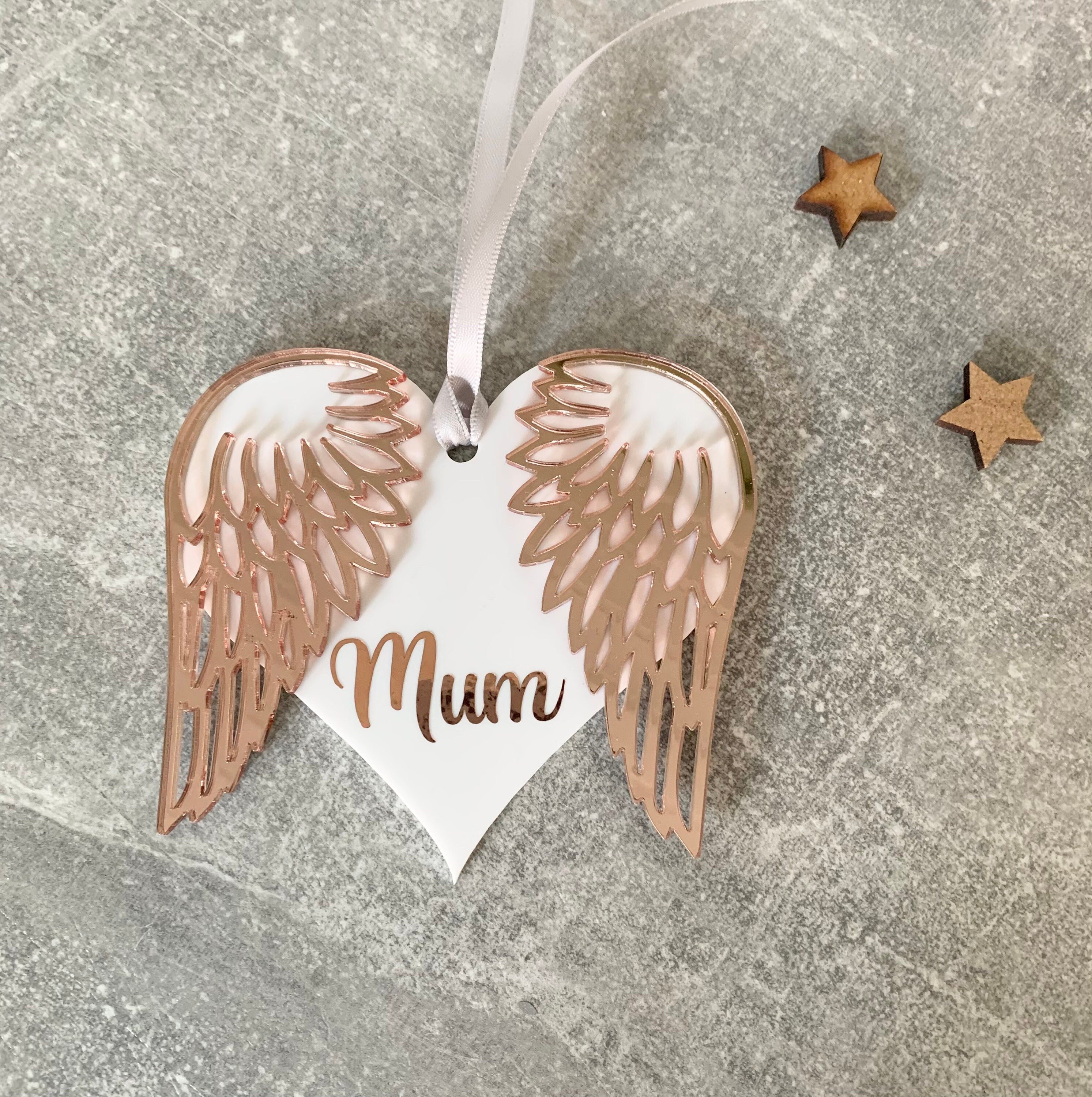 Personalised Rose Gold Angel Wings for Christmas Tree | Etsy