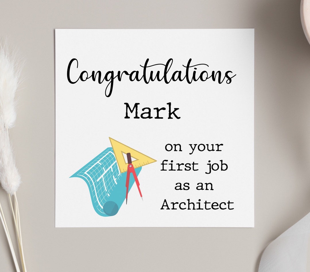 Congratulations on First Architect Job, Personalised New Architect Card ...