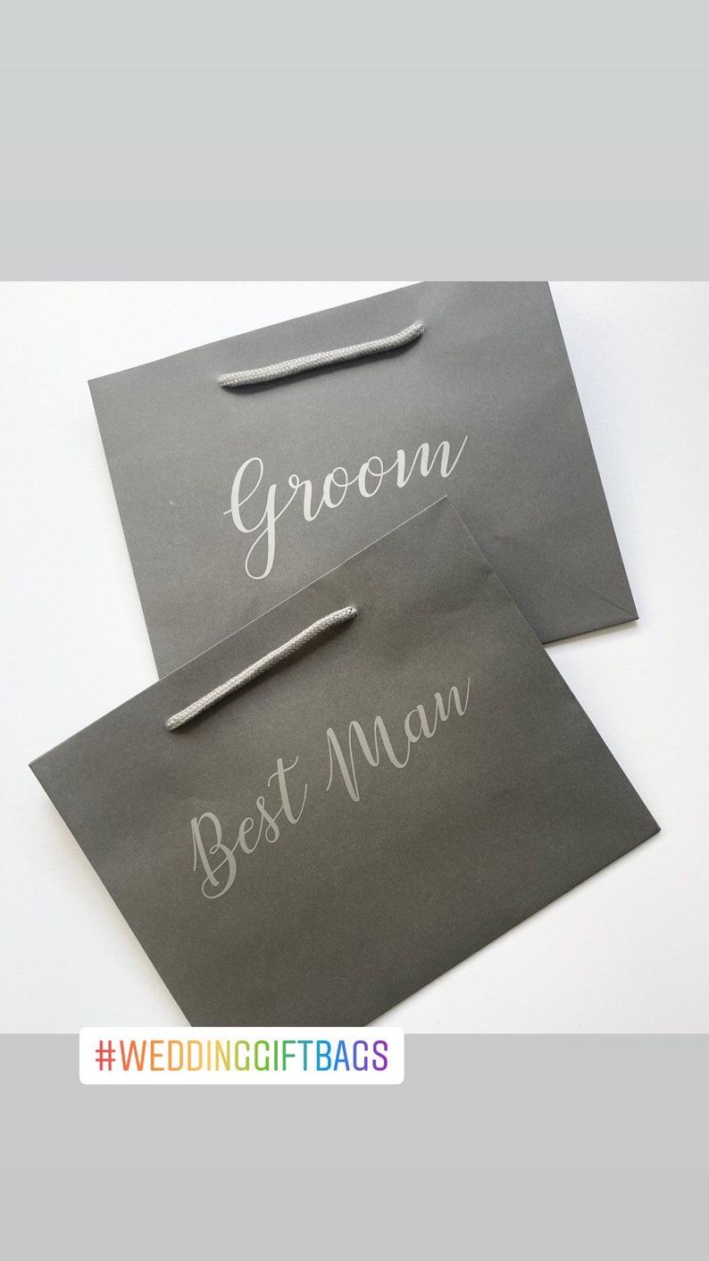 Best Man Gift Bag, Grey Gift Bag, Groomsmen Gift Bag, Large Gift Bag ...